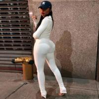 China new Autumn Winter Tight Long Sleeve yoga set yoga Pants O- Neck Half Zipper Sexy Rompers Women Jumpsuit for sale