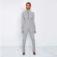 China new Autumn Winter Tight Long Sleeve yoga set yoga Pants O- Neck Half Zipper Sexy Rompers Women Jumpsuit for sale