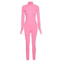 China new Autumn Winter Tight Long Sleeve yoga set yoga Pants O- Neck Half Zipper Sexy Rompers Women Jumpsuit for sale