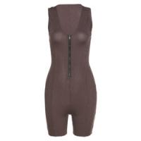 China Hot Selling Ladies Sexy Slim Casual Activewear Women short Romper Solid Color Sleeveless front Zipper Jumpsuit for sale