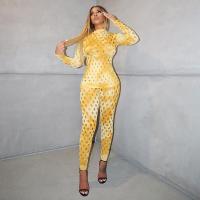 China 2021 new design Ladies fashion sportswear Casual Hole printed yoga Pants two pieces sports set workout sexy sports apparel for sale
