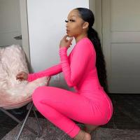 China New Design Fall Solid Color Casual Women streetwear One Piece Jumpsuits ladies 2021 Rompers workout fitness Clothing for sale