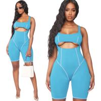 China new  Hollow Out Shorts Jumpsuits ladies casual solid color sportswear yoga woman pants youth sportwear for sale