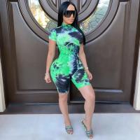 China One Piece Women Jumpsuits round Neck Short Printed Summer Bodycon ladies casual Jumpsuits for sale