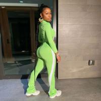 China Seamless stand Collar Long Sleeve Sportswear front zipper Activewear sports crop Tops And Yoga Leggings Set For Women for sale