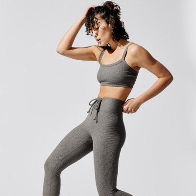 China Hot Sales Women Seamless High Waist sports Leggings And Yoga Bra Suit Open Back Yoga Sets Fitness Spaghetti Strap Sportswear for sale