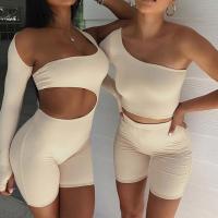 China European and American new style ladies sportswear suit one-shoulder stretch leggings two-piece yoga suit for sale