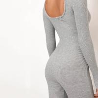 China One piece long sleeve sportswear skinny activewear Custom logo plain romper outfits women workout jumpsuits for sale