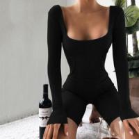 China One piece long sleeve sportswear skinny activewear Custom logo plain romper outfits women workout jumpsuits for sale