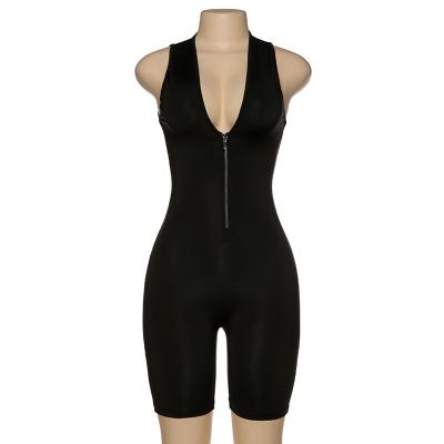China Top ranking suppliers Latest Design Sleeveless Women pure color Jumpsuit  Hot Pants Bodycon Jumpsuit for sale