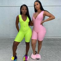 China Top ranking suppliers Latest Design Sleeveless Women pure color Jumpsuit  Hot Pants Bodycon Jumpsuit for sale