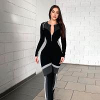 China Color Front Zipper Ladies Sports Outfit Sexy Long Sleeve Polyester Material for sale