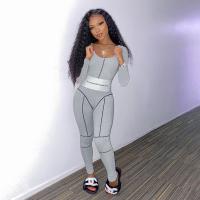 China Front Zipper Long Sleeve Sports Outfit   Line Hip High Waist  Sports Outfit for sale