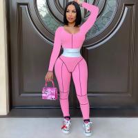 China Front Zipper Long Sleeve Sports Outfit   Line Hip High Waist  Sports Outfit for sale