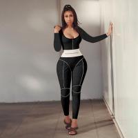 China Front Zipper Long Sleeve Sports Outfit   Line Hip High Waist  Sports Outfit for sale
