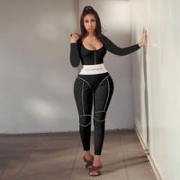 China Front Zipper Long Sleeve Sports Outfit   Line Hip High Waist  Sports Outfit for sale