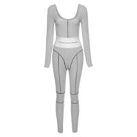 China Front Zipper Long Sleeve Sports Outfit   Line Hip High Waist  Sports Outfit for sale