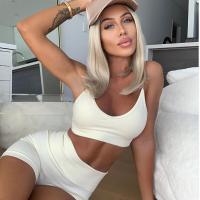 China Solid Color Ladies Sports Outfit Seamless O Neck  Collar For Gym for sale