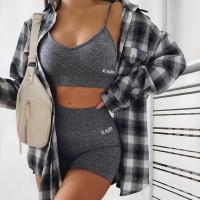 China Solid Color Ladies Sports Outfit Seamless O Neck  Collar For Gym for sale