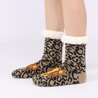 China wholesale Warm double layer Leopard grain socks thick custom winter ladies non-slip slipper socks women home floor sock for sale