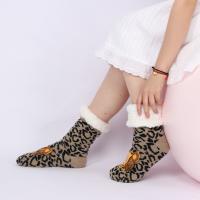 China wholesale Warm double layer Leopard grain socks thick custom winter ladies non-slip slipper socks women home floor sock for sale