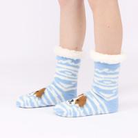 China wholesale Warm double layer Leopard grain socks thick custom winter ladies non-slip slipper socks women home floor sock for sale