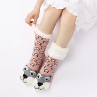 China Women Winter sherpa Lining Knit Animal Socks Fuzzy Cozy Slipper Socks ladies medium length floor non skid socks for sale