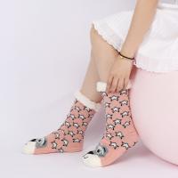 China Women Winter sherpa Lining Knit Animal Socks Fuzzy Cozy Slipper Socks ladies medium length floor non skid socks for sale