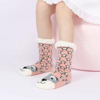 China Women Winter sherpa Lining Knit Animal Socks Fuzzy Cozy Slipper Socks ladies medium length floor non skid socks for sale