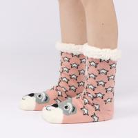 China Women Winter sherpa Lining Knit Animal Socks Fuzzy Cozy Slipper Socks ladies medium length floor non skid socks for sale