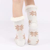 China custom Hot Selling thick Maple Leaf Pattern home Floor Socks For women new printed fluffy slipper socks for sale