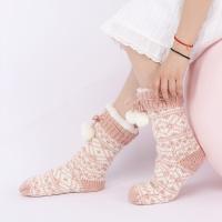 China Winter Knit Women Anti Slip Thick Sherpa Lined socks Thermal Fuzzy Christmas solid color Slipper Socks for sale
