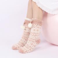 China Winter Knit Women Anti Slip Thick Sherpa Lined socks Thermal Fuzzy Christmas solid color Slipper Socks for sale