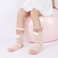 China Winter Knit Women Anti Slip Thick Sherpa Lined socks Thermal Fuzzy Christmas solid color Slipper Socks for sale