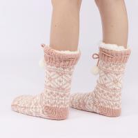 China Winter Knit Women Anti Slip Thick Sherpa Lined socks Thermal Fuzzy Christmas solid color Slipper Socks for sale