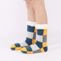 China New design in the winter of 2021 college style grid stockings ins street trend medium length slipper socks ladies thick socks for sale