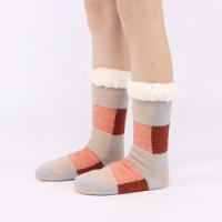 China New design in the winter of 2021 college style grid stockings ins street trend medium length slipper socks ladies thick socks for sale