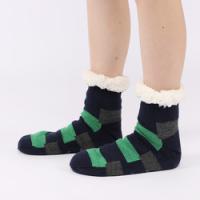 China New design in the winter of 2021 college style grid stockings ins street trend medium length slipper socks ladies thick socks for sale