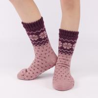 China Wholesale Winter Thick Warm Middle length slipper Socks For Women  knitting cute petal Pattern Home Floor Socks for sale