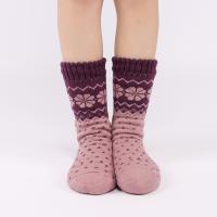 China Wholesale Winter Thick Warm Middle length slipper Socks For Women  knitting cute petal Pattern Home Floor Socks for sale
