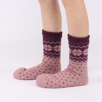 China Wholesale Winter Thick Warm Middle length slipper Socks For Women  knitting cute petal Pattern Home Floor Socks for sale