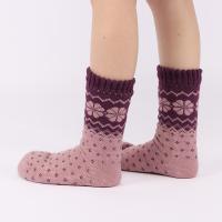China Wholesale Winter Thick Warm Middle length slipper Socks For Women  knitting cute petal Pattern Home Floor Socks for sale