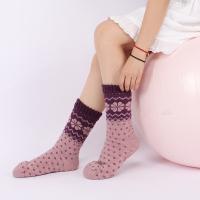 China Wholesale Winter Thick Warm Middle length slipper Socks For Women  knitting cute petal Pattern Home Floor Socks for sale