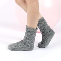China good quality women skin-friendly antiskid socks solid color diamond knitted socks thick slipper socks for sale
