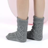 China good quality women skin-friendly antiskid socks solid color diamond knitted socks thick slipper socks for sale