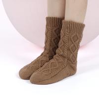 China good quality women skin-friendly antiskid socks solid color diamond knitted socks thick slipper socks for sale