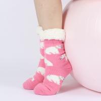 China 2021 wholesales good quality women fluffy faux fur socks non skid socks with cute cartton animal for sale