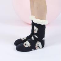 China 2021 wholesales good quality women fluffy faux fur socks non skid socks with cute cartton animal for sale