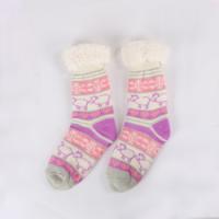 China female new design non-slip socks mid-length knitted socks with cute animal and heart pattern non skid fashion socks for sale