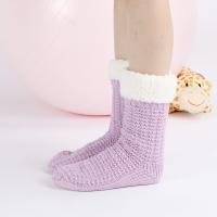 China female new mid-length non-slip socks polyester fluffy socks solid color socks with fine good workmanship for sale